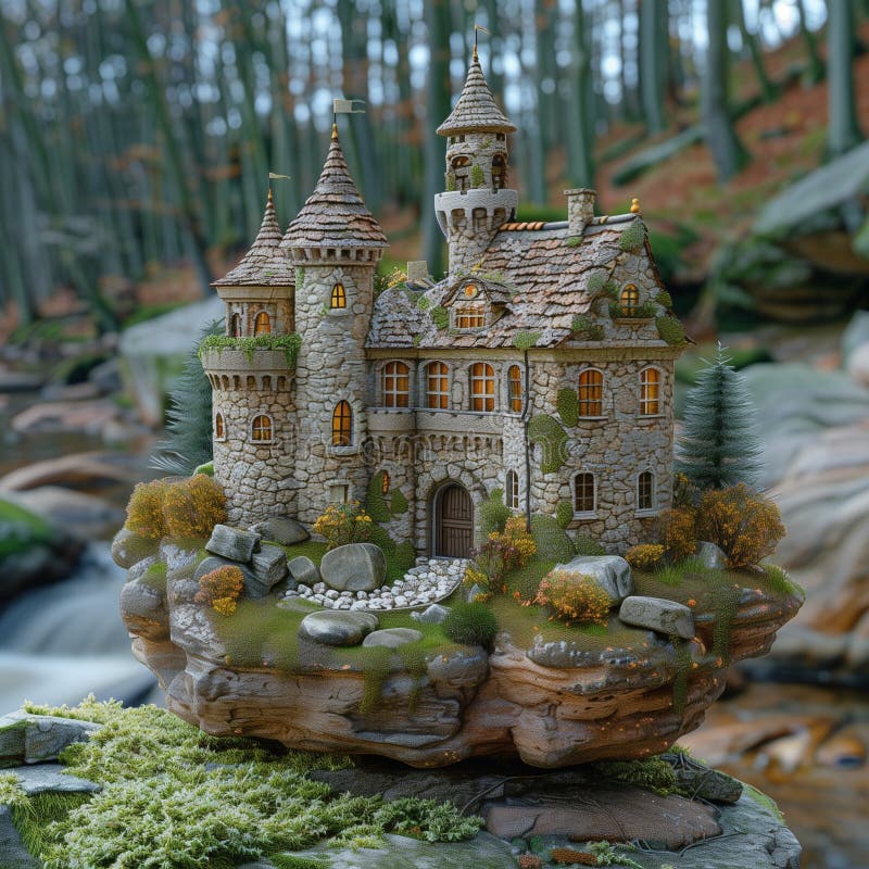 Realistic Small Stone Castle Stock Illustration - Illustration of ...