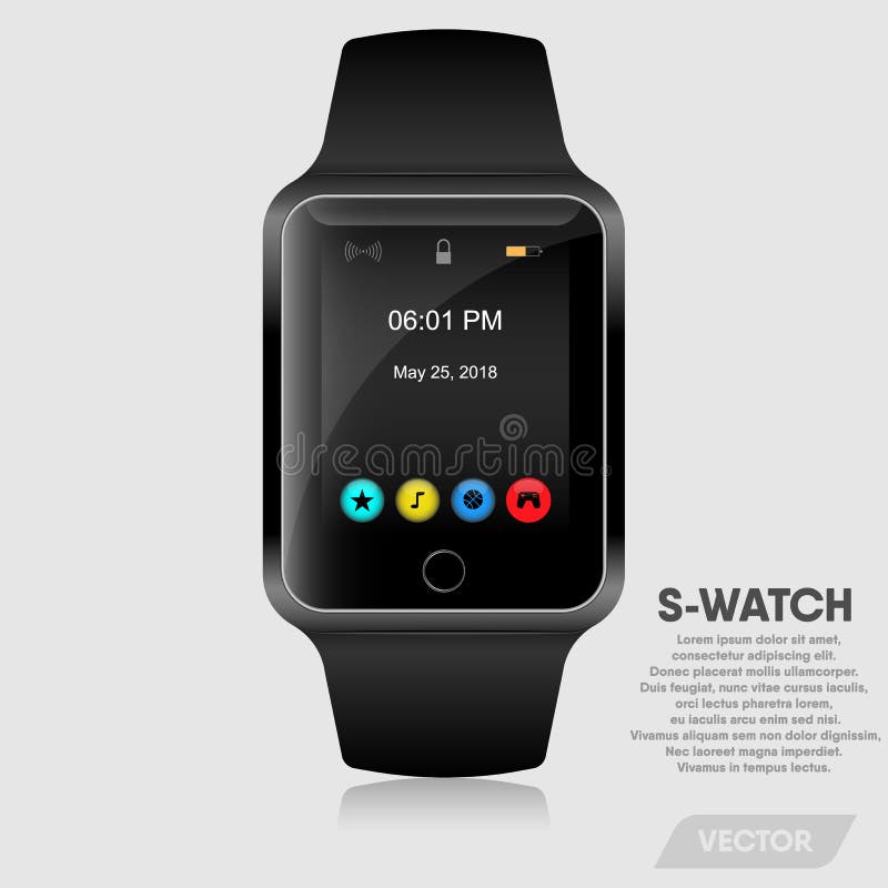 Realistic Smart Watch Modern Design, Vector, Illustration Stock ...