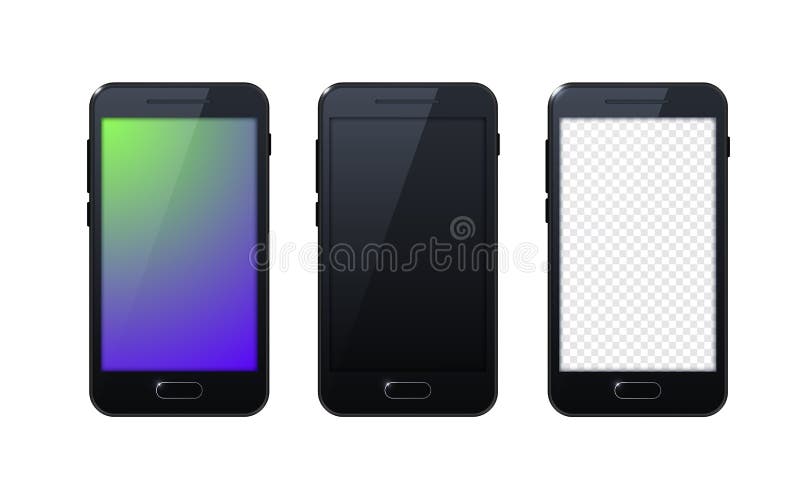 Realistic Smartphone , Black Color . Perspective View . Isolated Vector ...