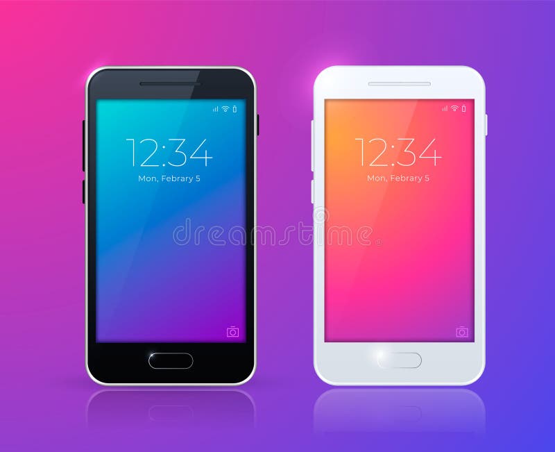 Realistic Smartphone , Black Color . Perspective View . Isolated Vector ...