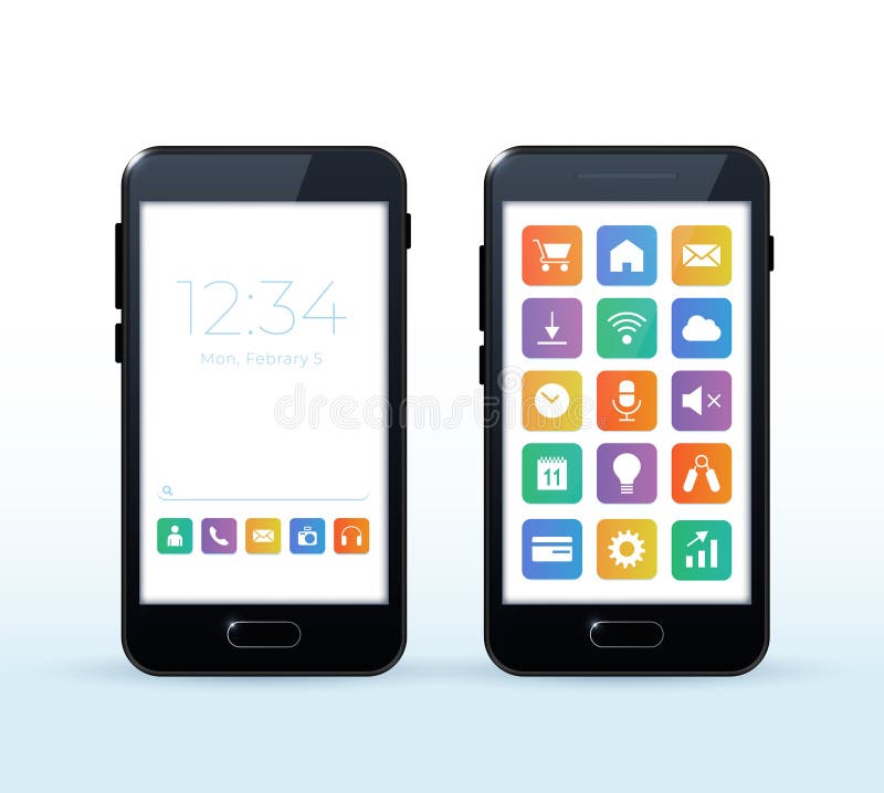 Realistic Smartphone , Black Color . Perspective View . Isolated Vector ...