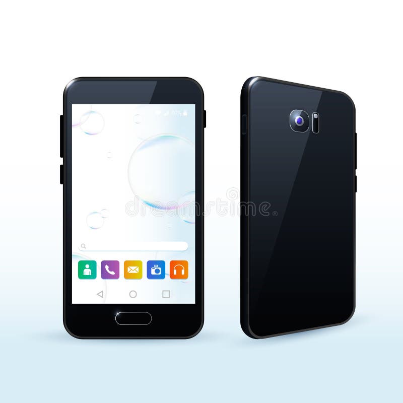 Realistic Smartphone , Black Color . Perspective View . Isolated Vector ...
