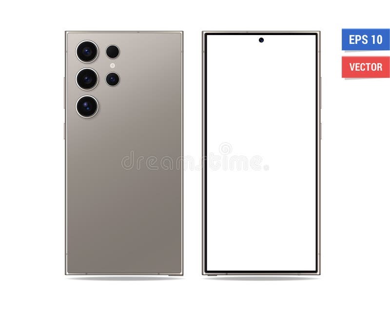 Realistic Vector Flat Samsung Galaxy S24 Ultra Mockup with Blank Screen ...