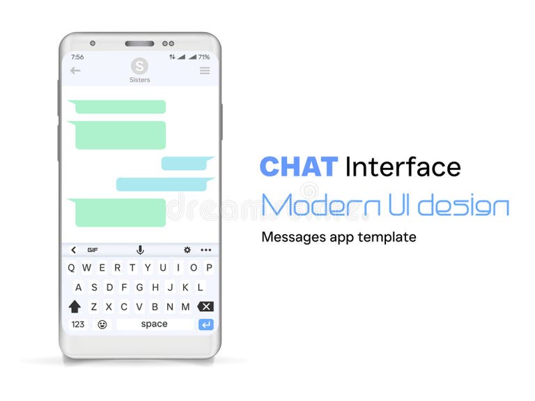 Realistic Smartphone with Chat Interface Messaging App Stock Vector ...