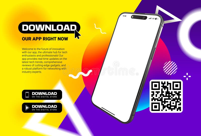 Smartphone App Download Banner Template Stock Vector - Illustration of ...