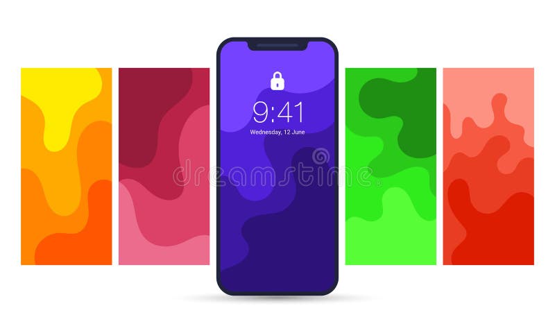 Realistic Smartphone Illustration with Abstract Screen Wallpaper. Stock ...