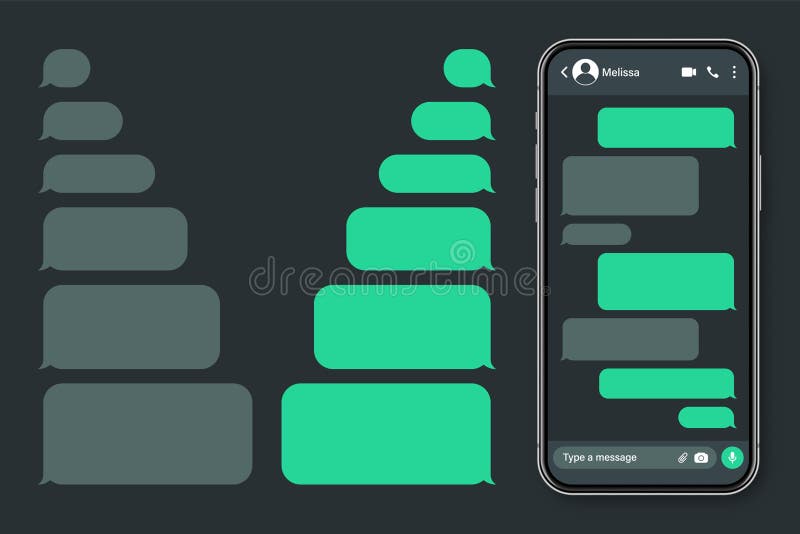 Realistic Smartphone with Messaging App. Blank SMS Text Frame Stock ...