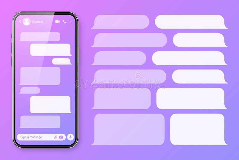 Smartphone Messaging App, User Interface Design with Emoji. SMS Text ...