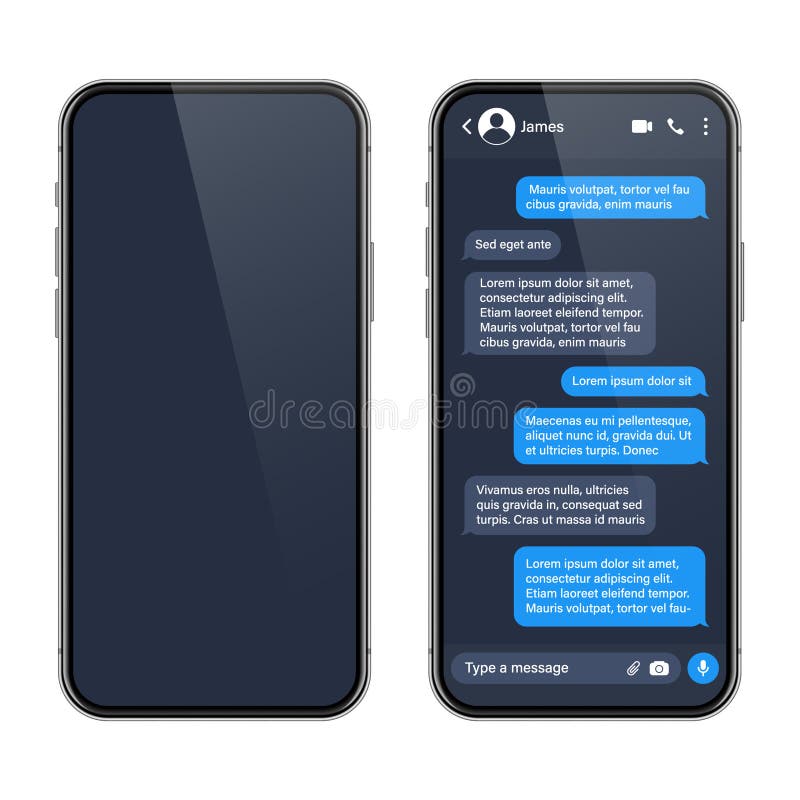 Realistic Smartphone with Messaging App. SMS Text Frame Stock Vector ...