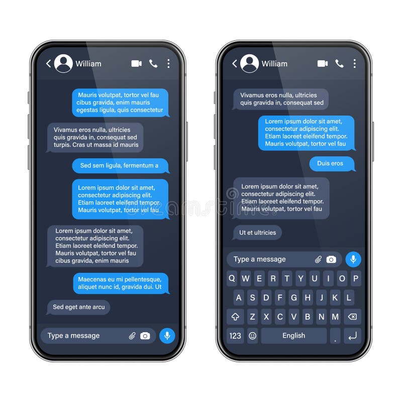 Realistic Smartphone with Messaging App. SMS Text Frame Stock Vector ...