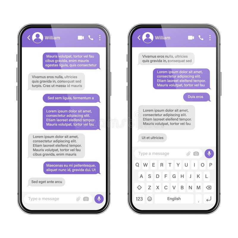 Realistic Smartphone with Messaging App. SMS Text Frame Stock Vector ...