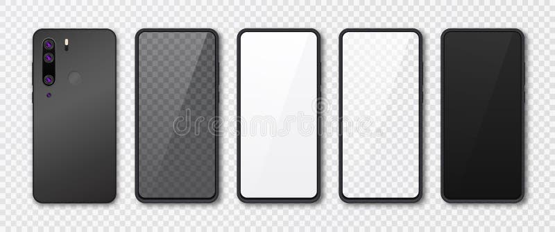 Realistic Smartphone Mock Up Set. Mobile Phone Display Isolated on ...