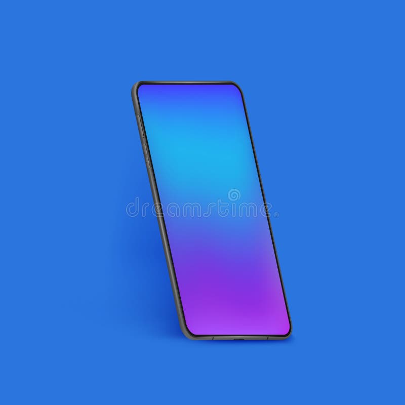 Realistic Smartphone Mockup. 3d Mobile Phone with Colour Screen on Blue ...