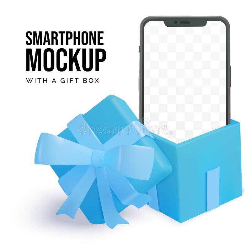 Smartphone Mockup Inside a Gift Box Stock Vector - Illustration of ...