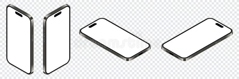 Realistic Smartphone Mockup. Isometric Smartphone Set. 3d Mobile Phones ...