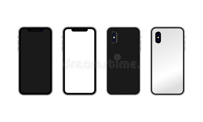 Realistic Smartphone Mockup Set. Cellphone Frame with Blank Display ...