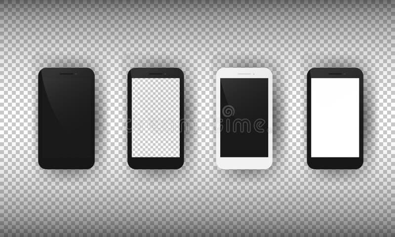 Realistic Smartphone Mockup Set. Mobile Phone with Blank Screen. Cell ...