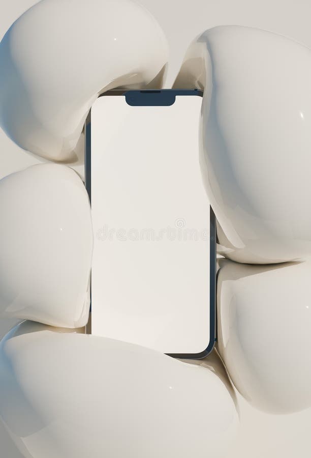 Realistic Smartphone Mockup Surrounded by Glossy White Three ...