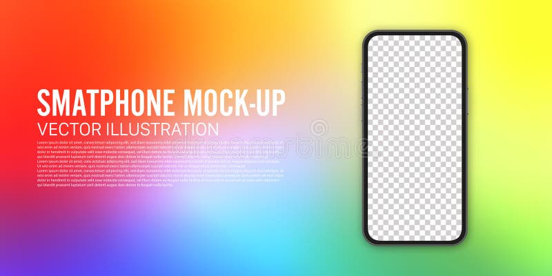 Realistic Smartphone Mockup Template, Background Multicolor, Vector ...