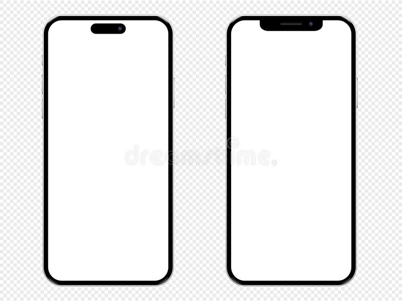 Realistic Smartphone Mockup. Two Black Mobile Device with Blank Screen ...