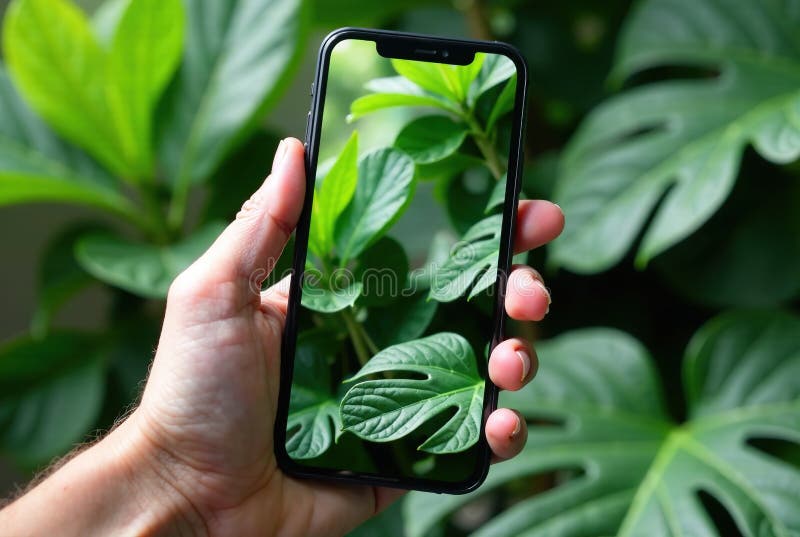 Realistic Smartphone Mockups Lush Green Background Design Templates for ...