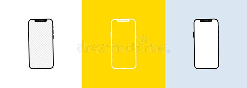 Realistic Smartphone Screen Mockup Set. Phone Frame with Blank Display ...