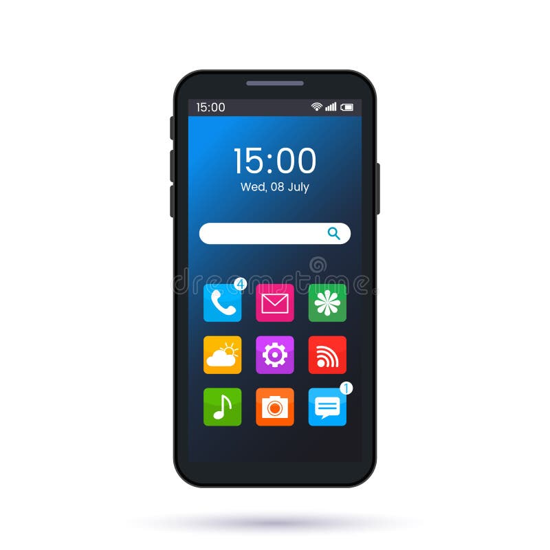 Realistic Smartphone Screen Page Layout with Different Buttons. Stock ...