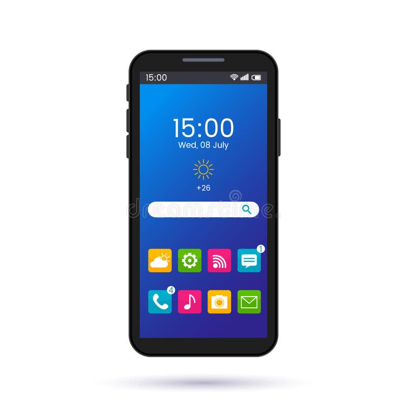 Realistic Smartphone Screen Page Layout with Different Buttons. Stock ...