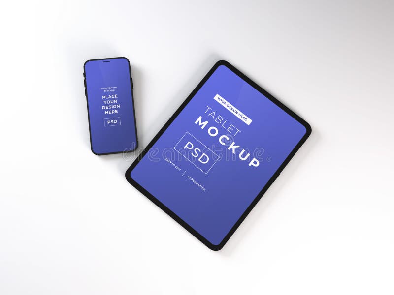 Realistic Smartphone and Tablet Mockup Template Stock Illustration ...