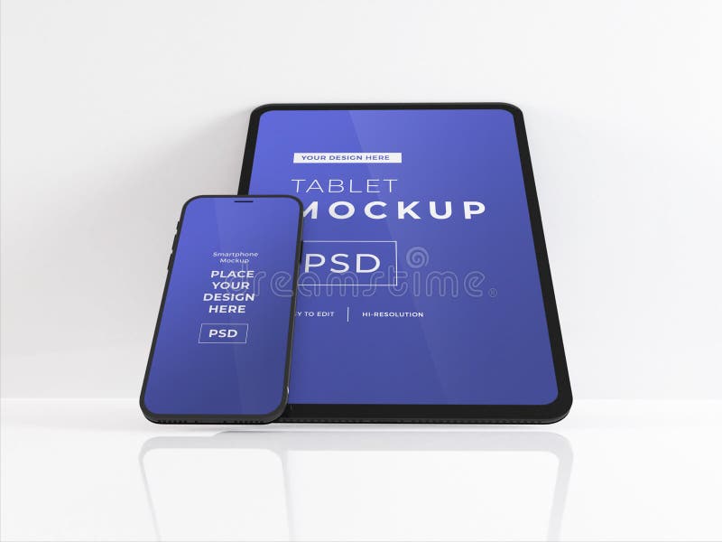 Realistic Smartphone and Tablet Mockup Template Stock Illustration ...