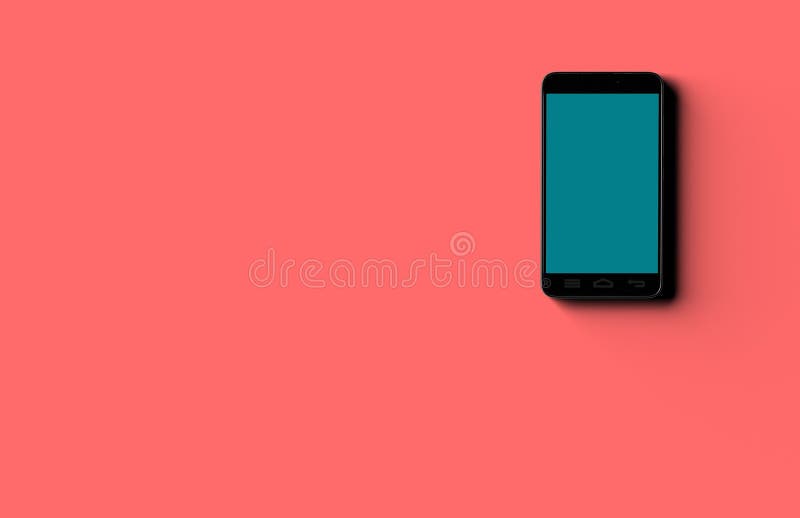 Realistic Smartphone Top View Isolated on Indian Red Background and ...