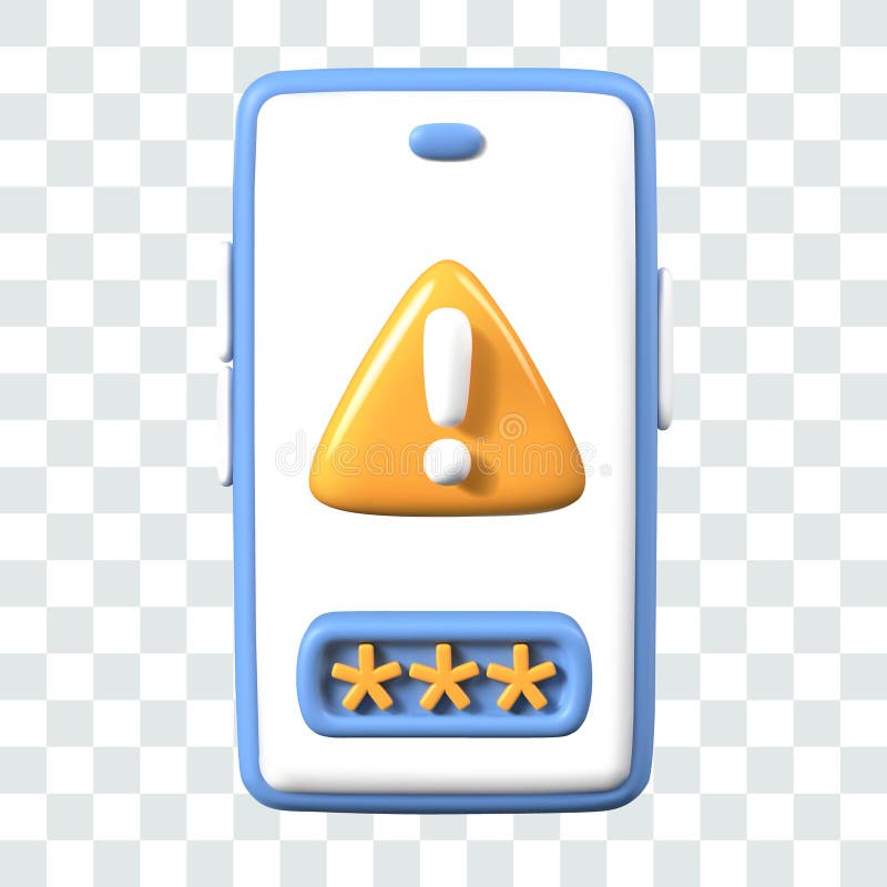 Realistic Smartphone, Triangular Attention Sign and Box with Coded ...