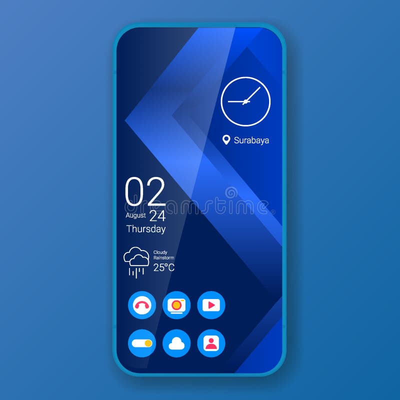 Realistic Smartphone User Interface Blue Elegant Theme Design Stock ...