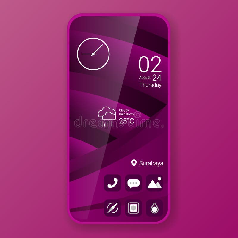 Purple Widget Menu User Interface Realistic Smartphone Design Stock ...