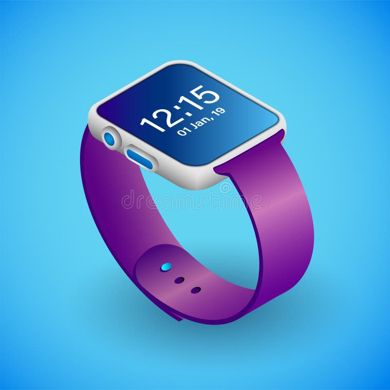 Realistic Smartwatch in Isometry. Vector Isometric Illustration of ...