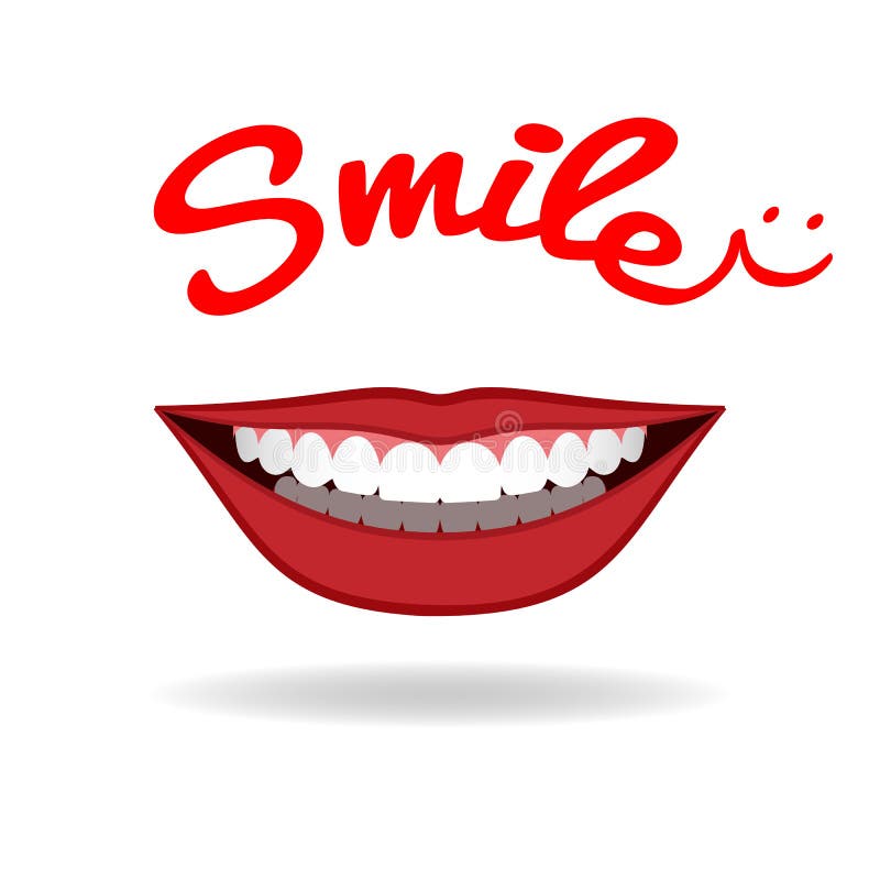 Realistic Smile Isolated on White. Vector Stock Vector - Illustration ...