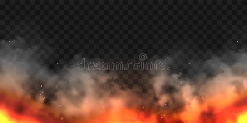Realistic Smoke Clouds and Fire. Flame Blast, Explosion. Stream of ...
