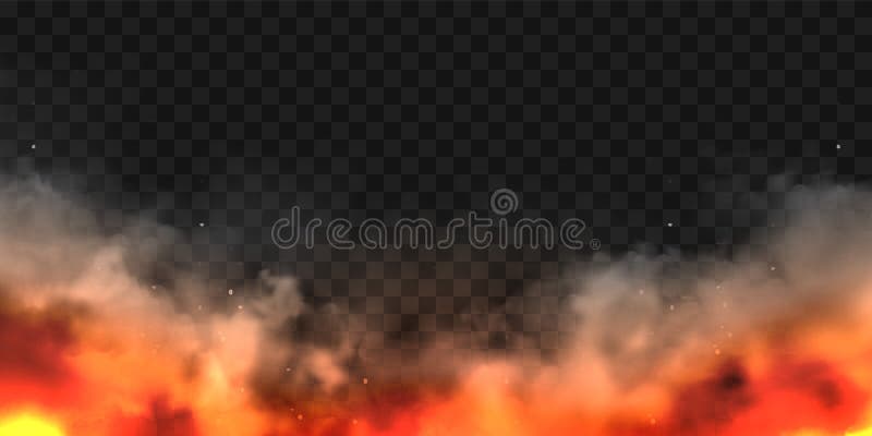 Realistic Smoke Clouds and Fire. Flame Blast, Explosion. Stream of ...