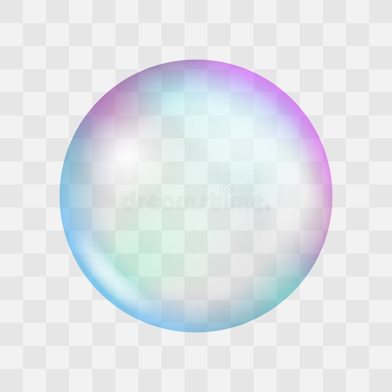 Realistic Soap Bubble with Rainbow Reflection and Highlights. Vector ...