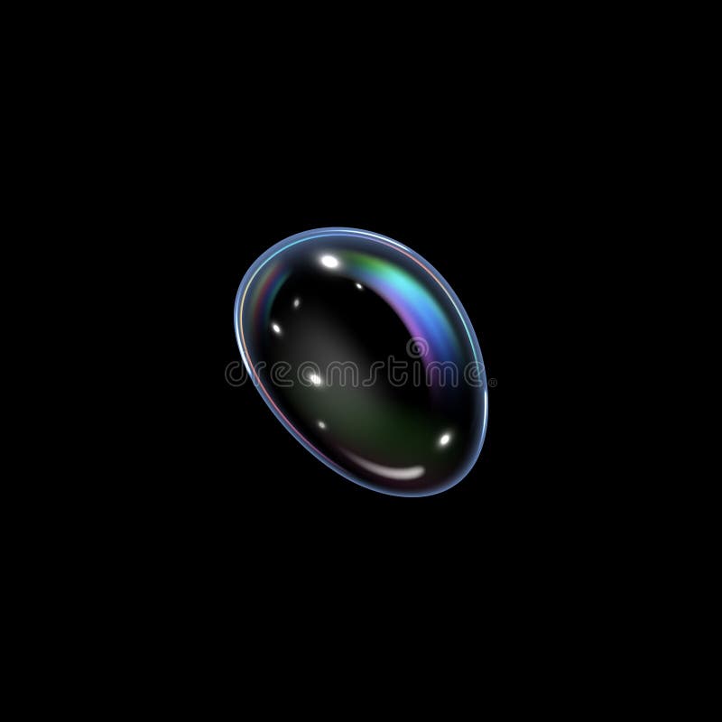 Realistic Soap Bubble with Rainbow Reflection, Vector Glossy 3D Volume ...