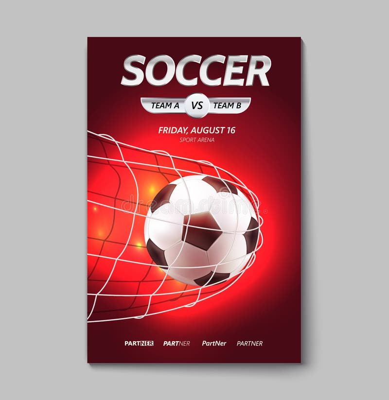 Soccer Poster Template in Realistic Style Stock Illustration ...
