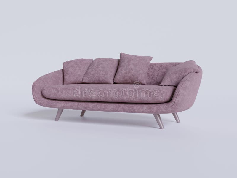 Realistic Sofa White Texture Rendered Stock Illustration - Illustration ...