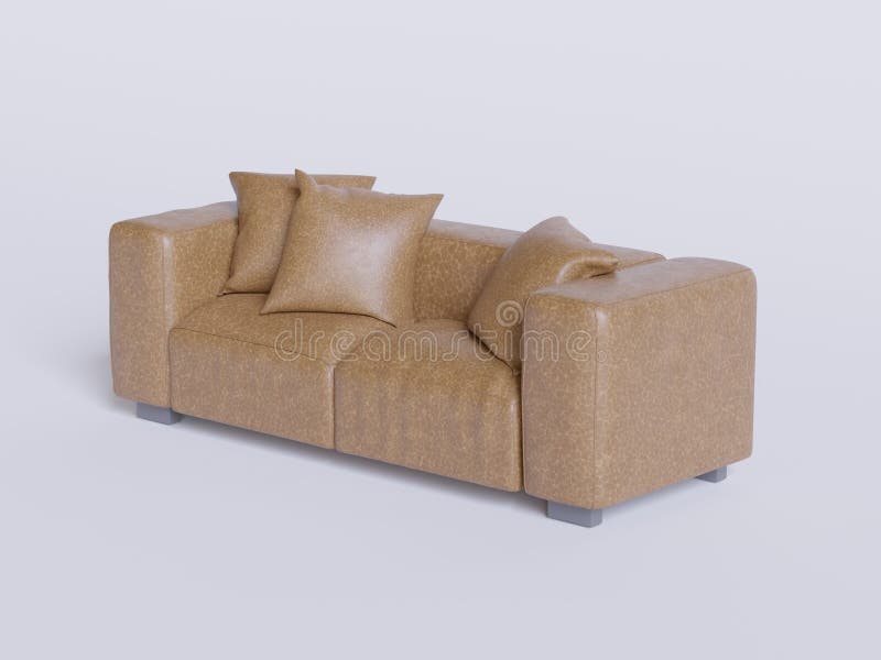 Realistic Sofa White Texture Rendered Stock Illustration - Illustration ...