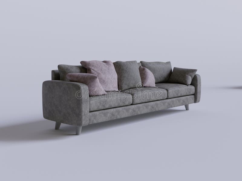 Realistic Sofa White Texture Rendered Stock Illustration - Illustration ...
