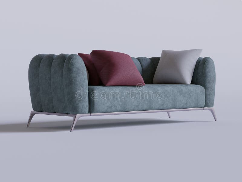 Realistic Sofa White Texture Rendered Stock Illustration - Illustration ...
