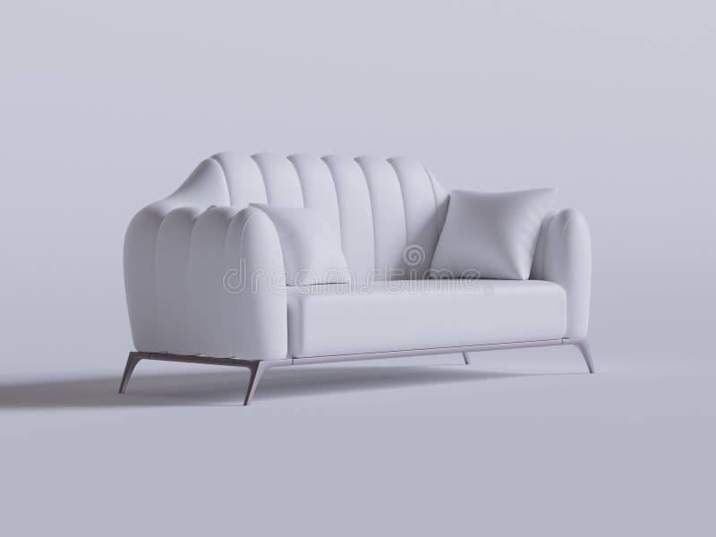 Realistic Sofa White Texture Rendered Stock Illustration - Illustration ...