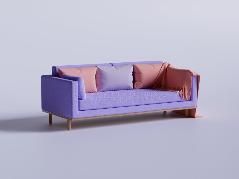 Realistic Sofa White Texture Rendered Stock Illustration - Illustration ...