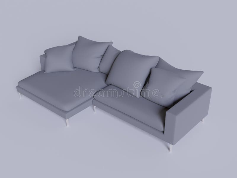 Realistic Sofa White Texture Rendered Stock Illustration - Illustration ...