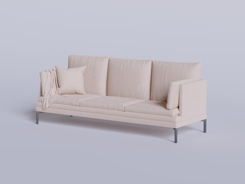Realistic Sofa White Texture Rendered Stock Illustration - Illustration ...