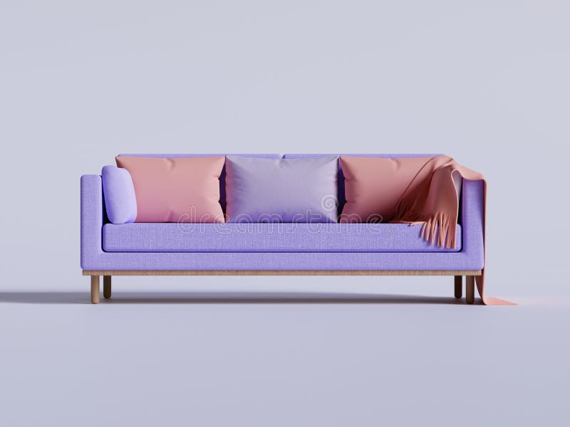 Realistic Sofa White Texture Rendered Stock Illustration - Illustration ...